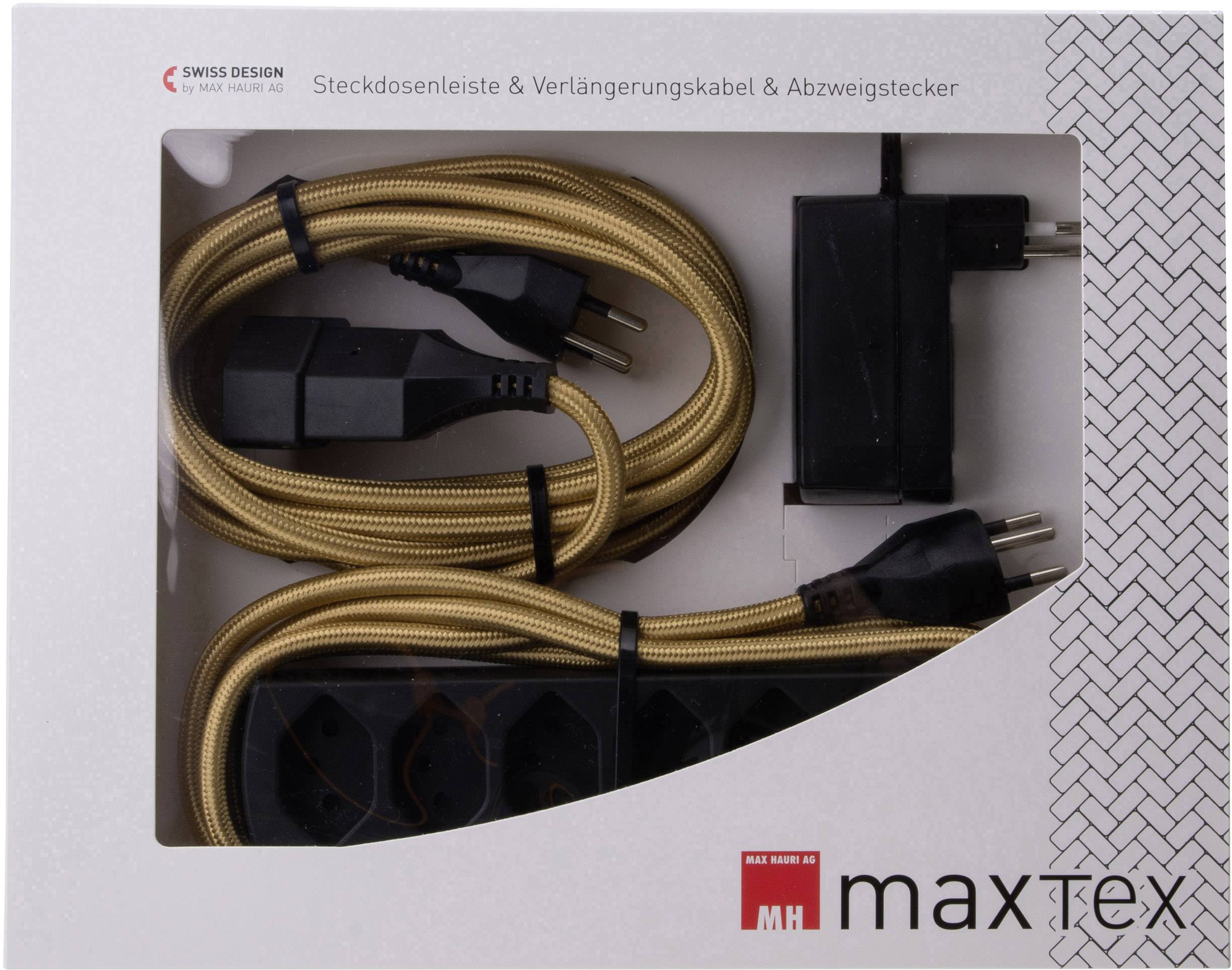 Max Hauri AG 125377 Strom Verlängerungskabel Gold, Schwarz 3.00m | digitalo