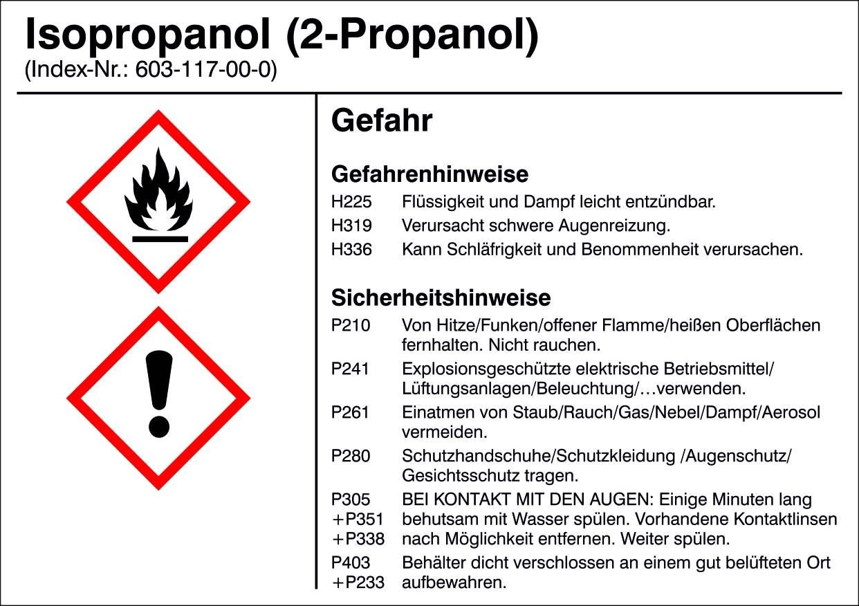 Gefahrstoffetikett G011 Isopropanol (2-Propanol) Folie selbstklebend (B ...