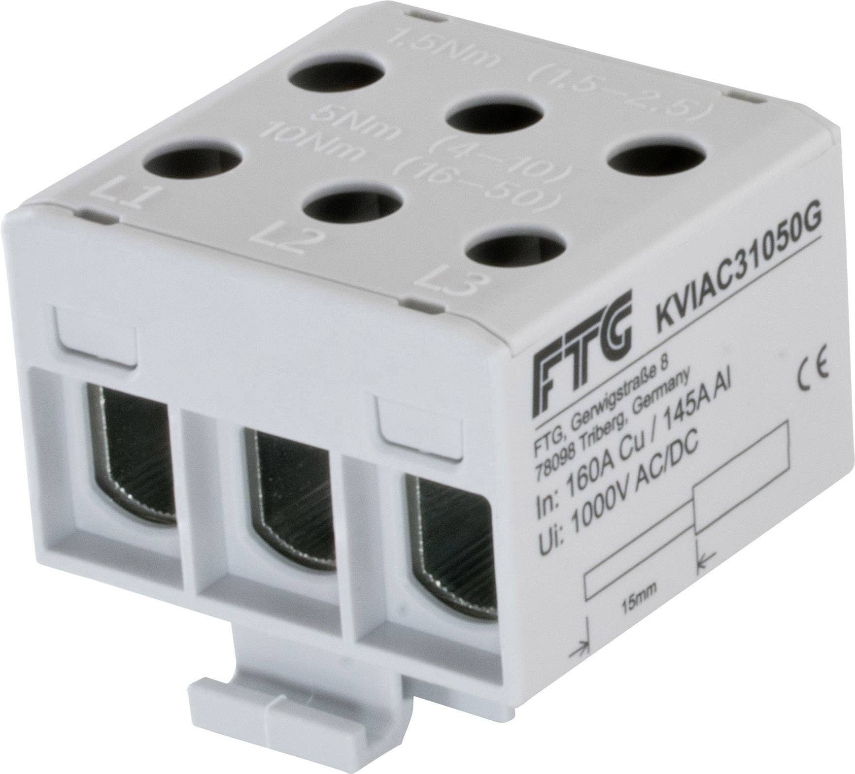 FTG Friedrich Göhringer KVIAC31050G Klemmblock Grau 3polig 50 mm² 160 A ...