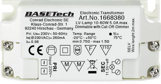 Basetech BT-1668380 Halogen Transformator 12V 10 - 60W dimmbar mit ...