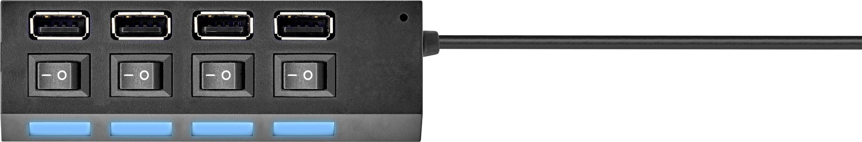 Renkforce 4 Port USB 2.0-Hub einzeln schaltbar, mit Status-LEDs Schwarz ...