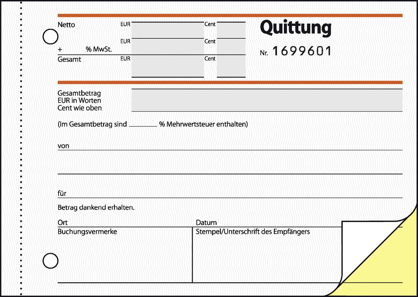 Sigel SD121 Quittung Formular DIN A6 quer Anzahl der Blätter: 50 Weiß ...