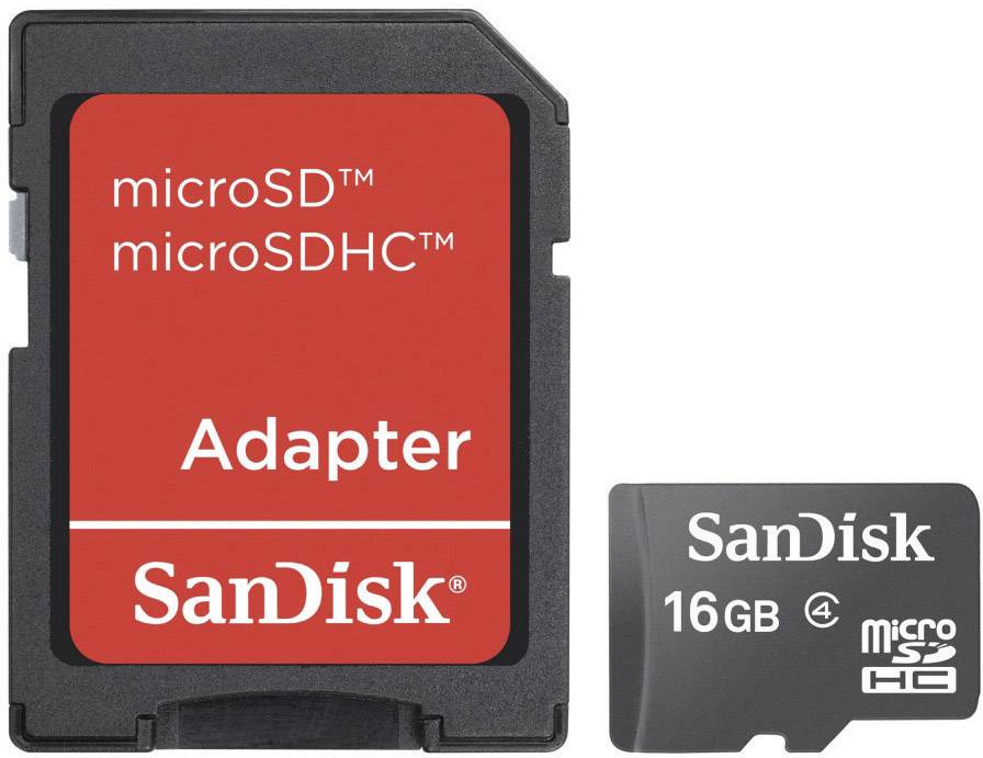 SanDisk Micro SD 16 GB microSDHC-Karte 16 GB Class 4 inkl. SD-Adapter ...