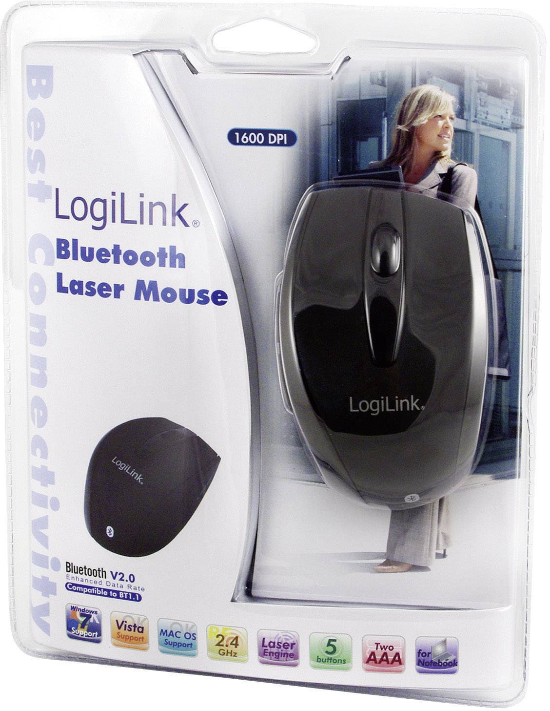 LogiLink ID0032 Maus Bluetooth® Laser Schwarz 5 Tasten 1600 dpi ...