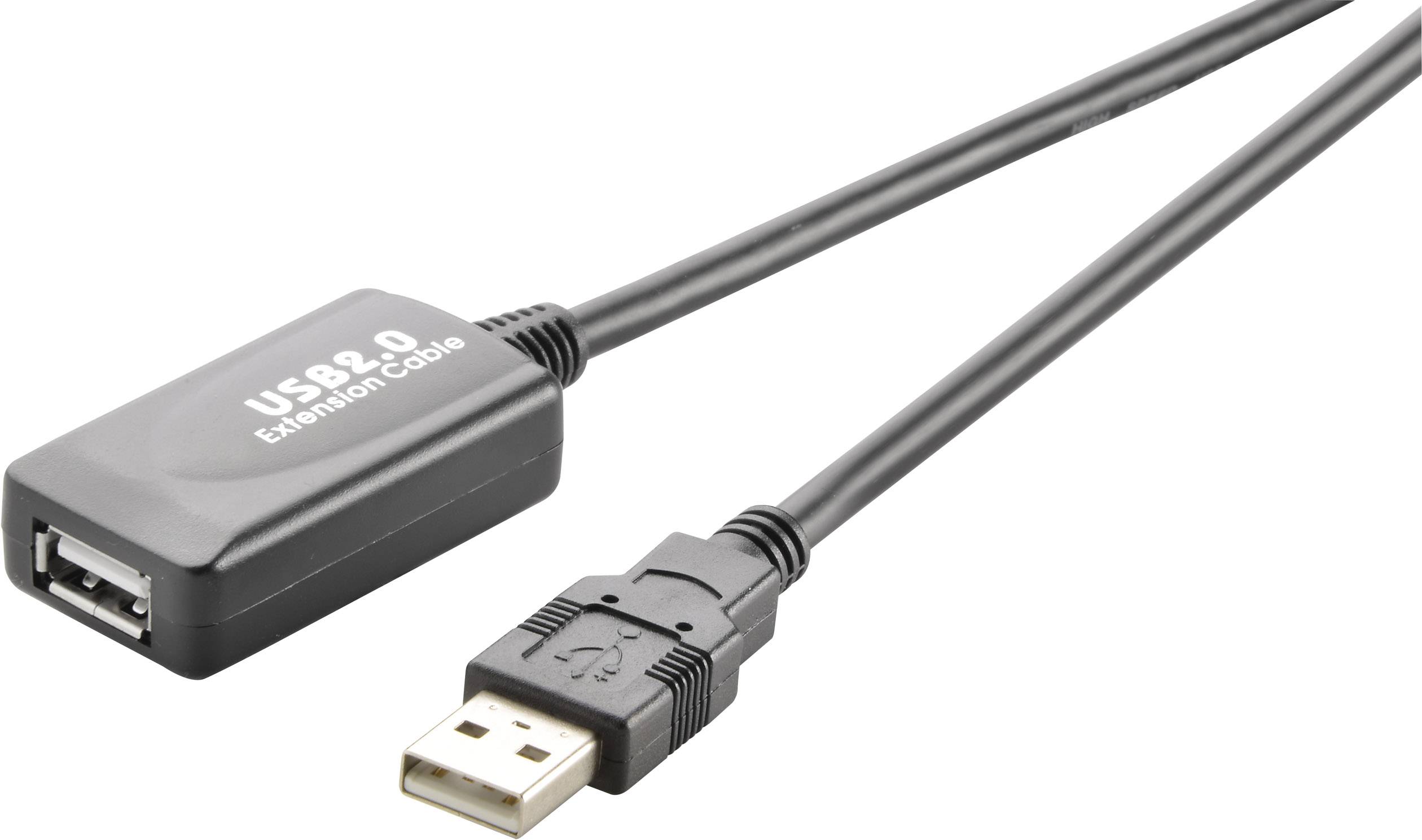 Renkforce USB-Kabel USB 2.0 USB-A Stecker, USB-A Buchse 15.00m Schwarz ...