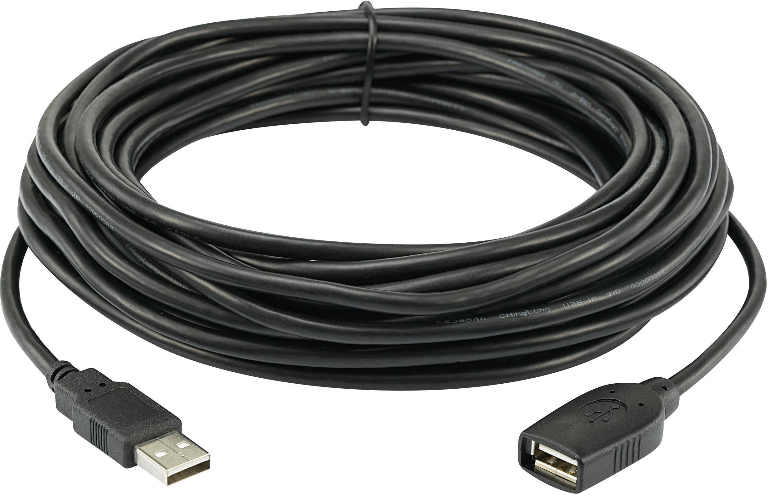 Renkforce USB-Kabel USB 2.0 USB-A Stecker, USB-A Buchse 10.00m Schwarz ...